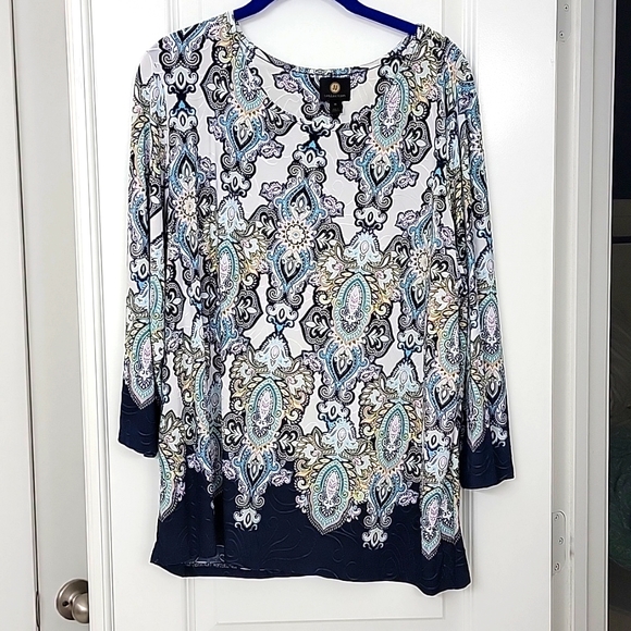 JM Collection | Tops | Jm Collection Sz 2x Navy Paisley Blouse Euc ...